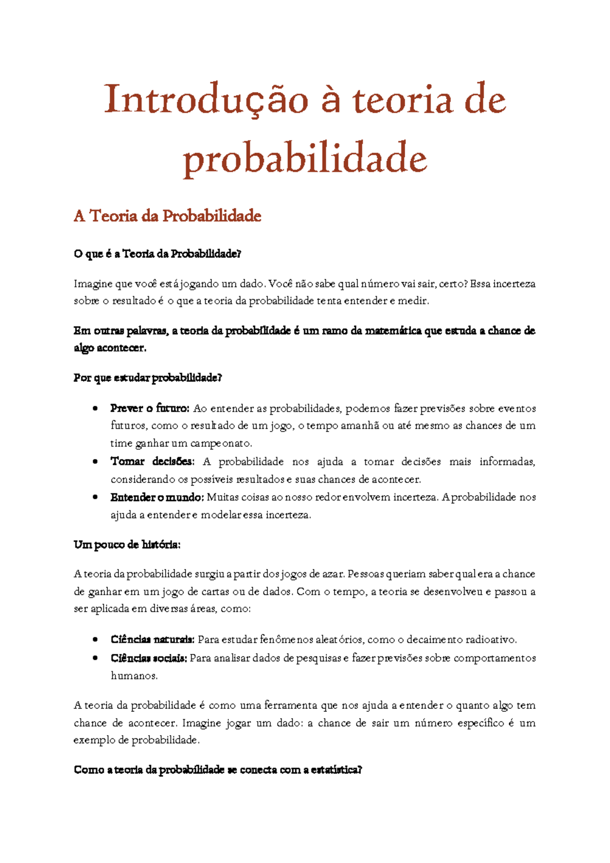 Introdução à teoria de probabilidade - Introdução à teoria de ...