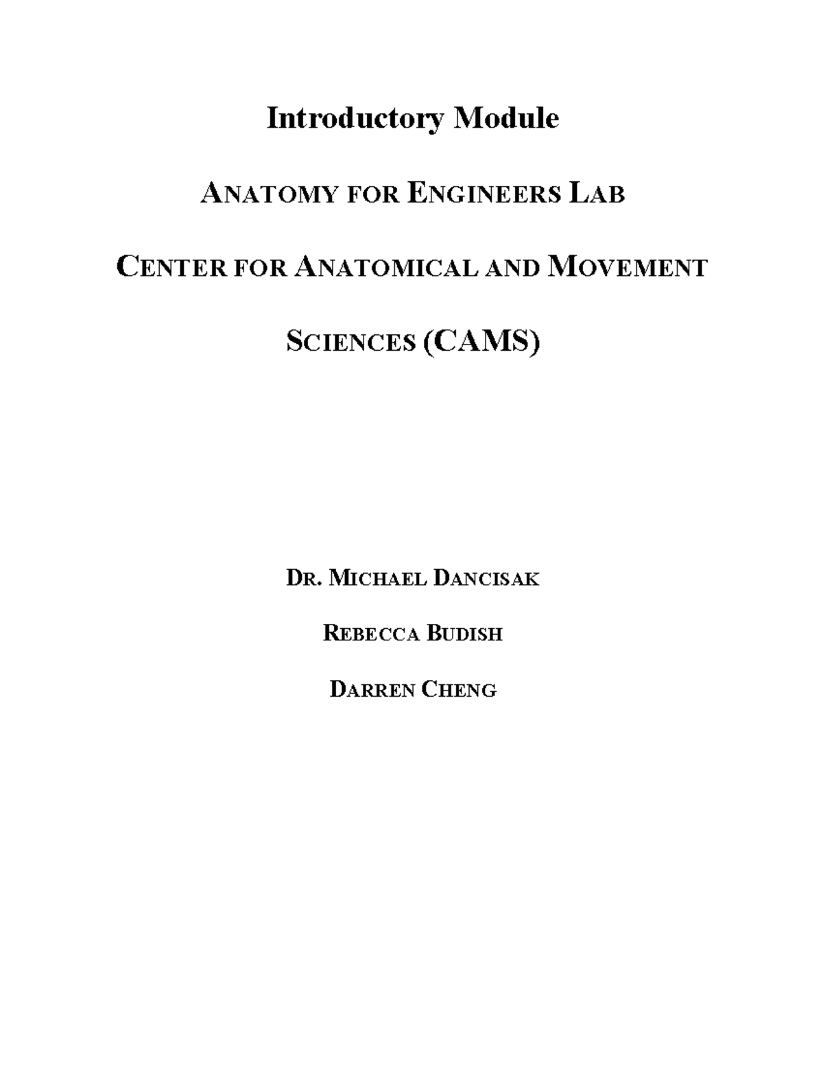Introduction BMEN rev1 2021 - Introductory Module ANATOMY FOR ENGINEERS ...