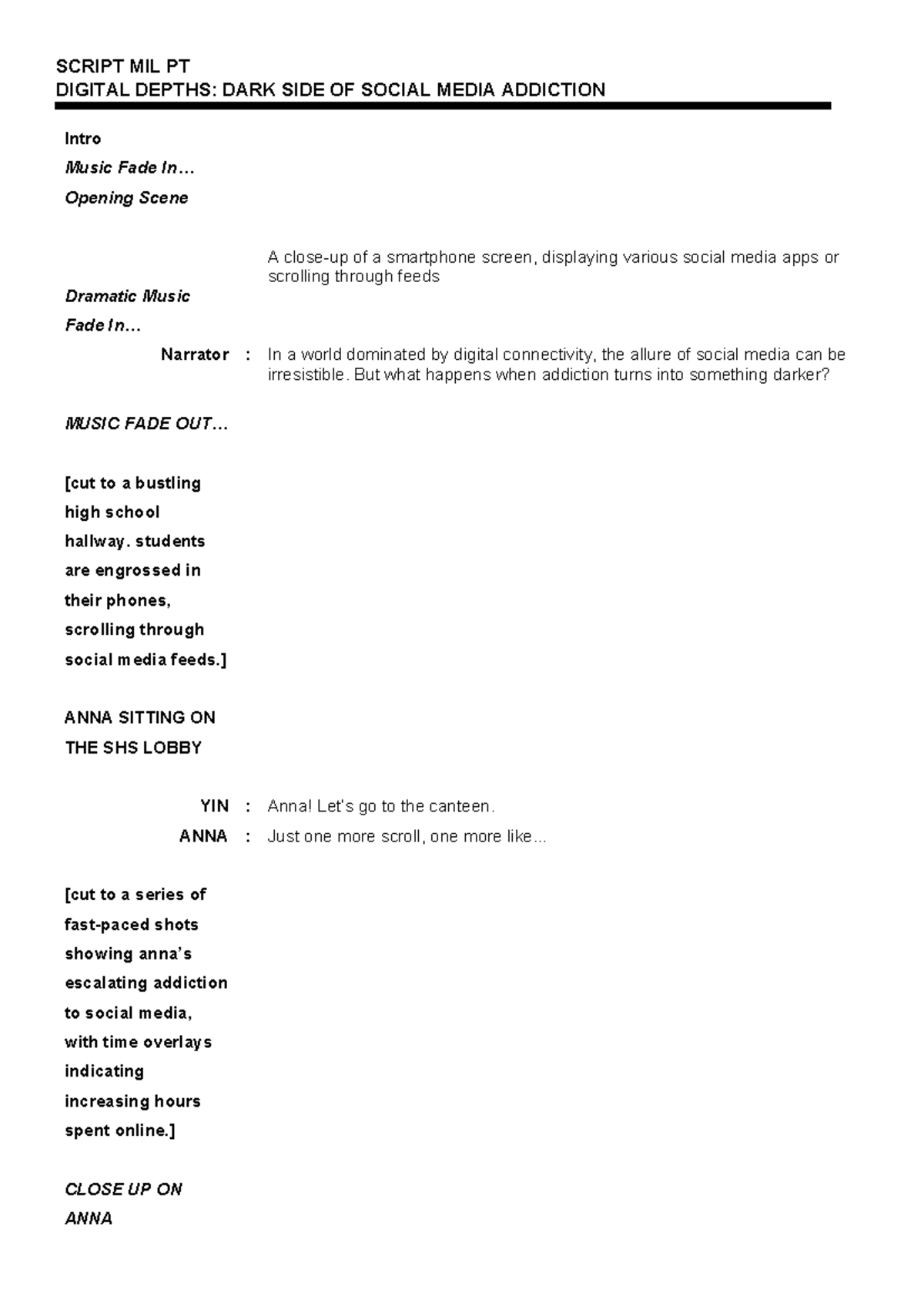 Script-MIL-PT - Script of film bullying and addiction - SCRIPT MIL PT ...