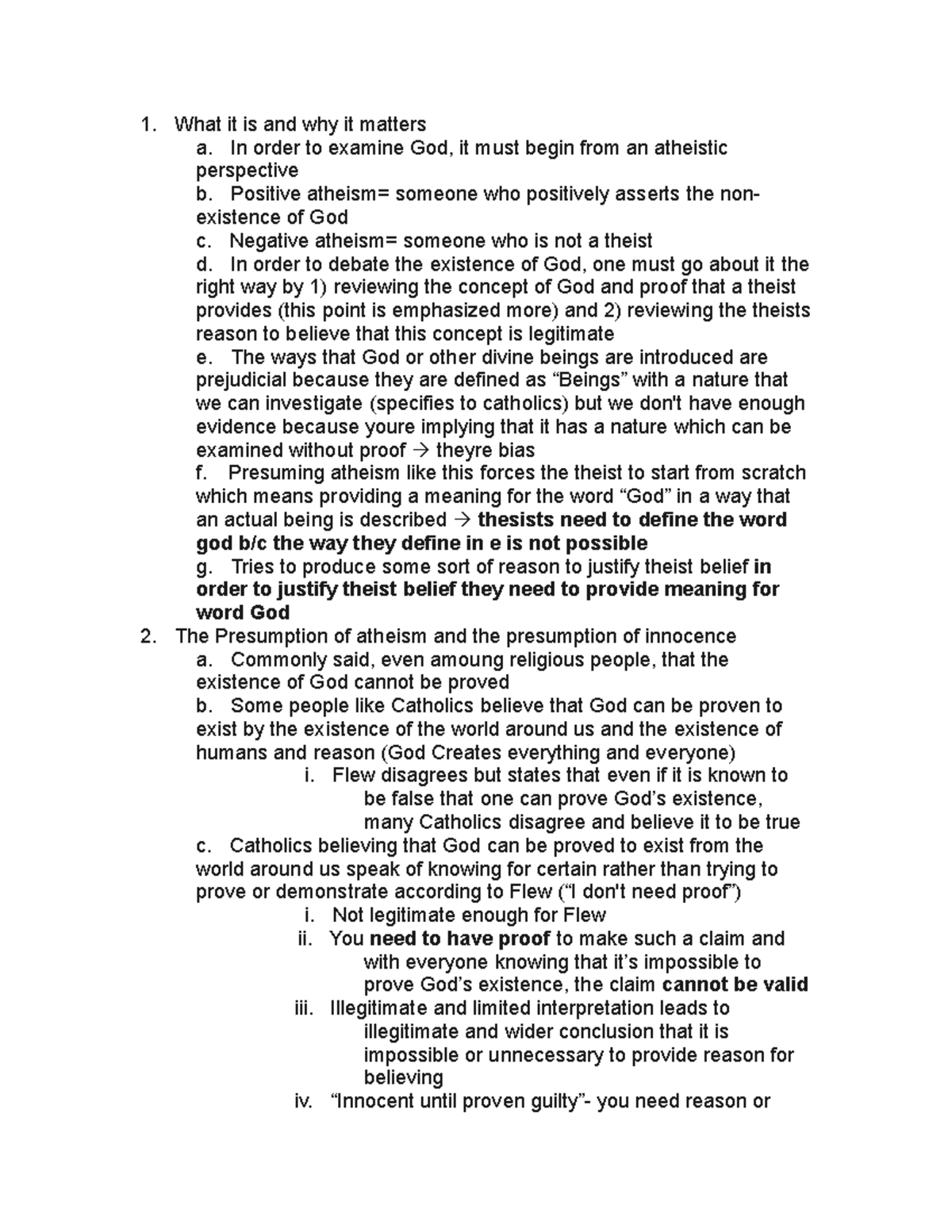 Atheism notes - What it is and why it matters a. In order to examine ...