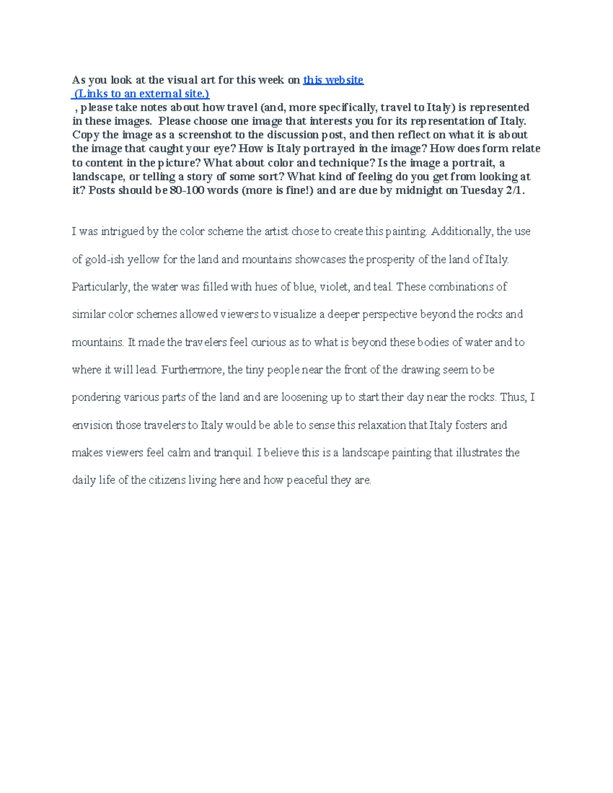 Italian R5B WEEK 3 "THE Grand TOUR" - As you look at the visual art for ...