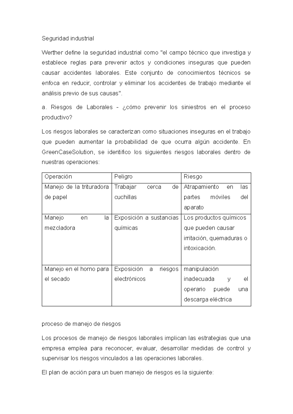 Seguridad industrial - mnnnn - Seguridad industrial Werther define la ...