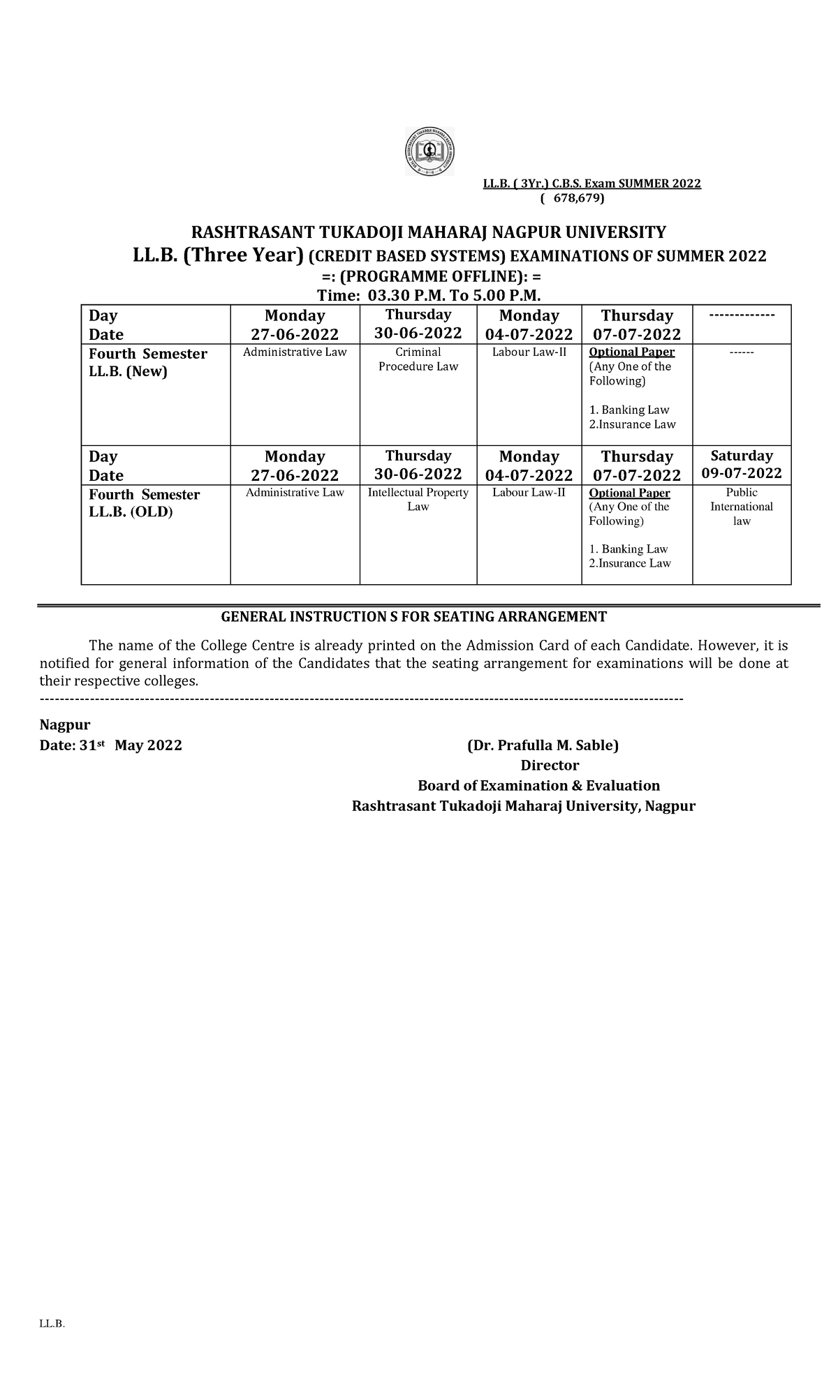 LLB S22 4 6 - Llb set - LL. LL. ( 3Yr.) C.B. Exam SUMMER 2022 ( 678,679 ...