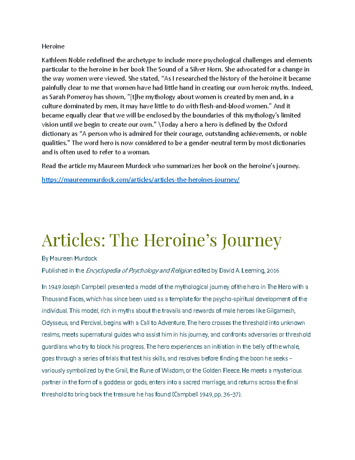 Articles The Heroine’s Journey - Heroine Kathleen Noble redefined the ...