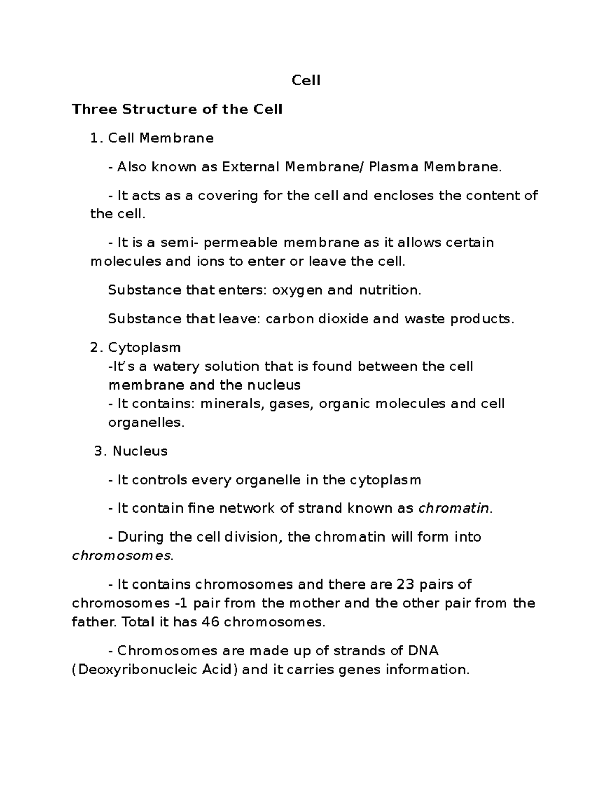 Biology Lectures for science technology - Cell Three Structure of the ...