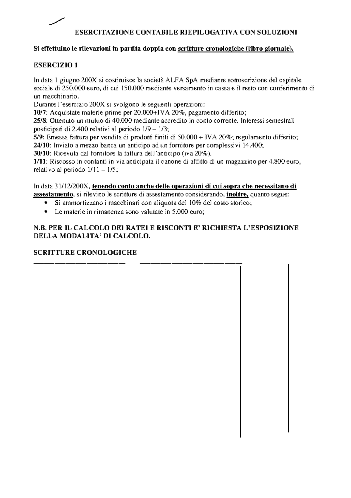 24600-esercitazione contabile CON Soluzioni copia - ESERCITAZIONE ...