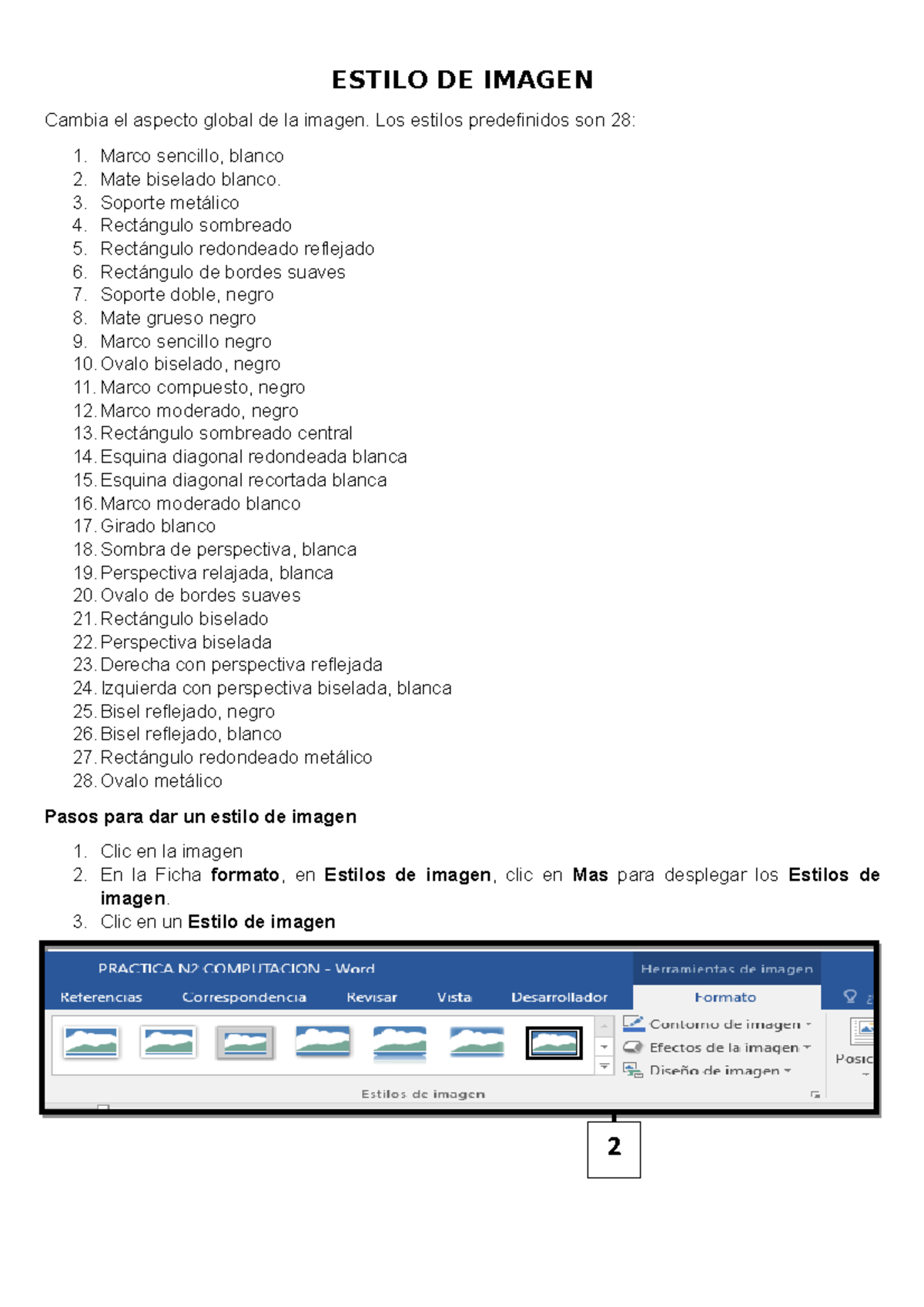 Estilo de imagen - Insertar imágenes en Word - ESTILO DE IMAGEN Cambia ...