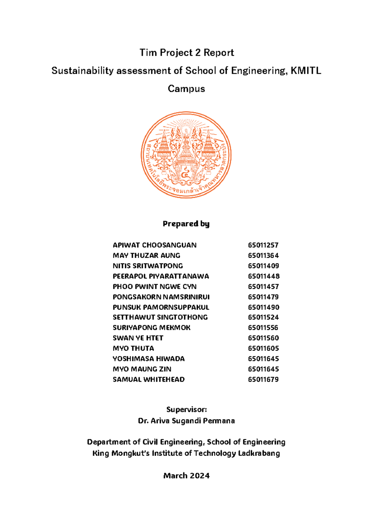 Team project Report - edited - Tim Project 2 Report Sustainability ...