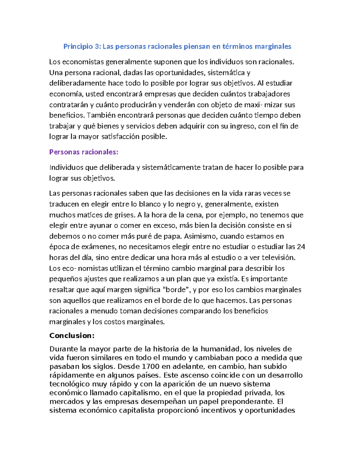 Principio 3 de la economia - Principio 3: Las personas racionales ...