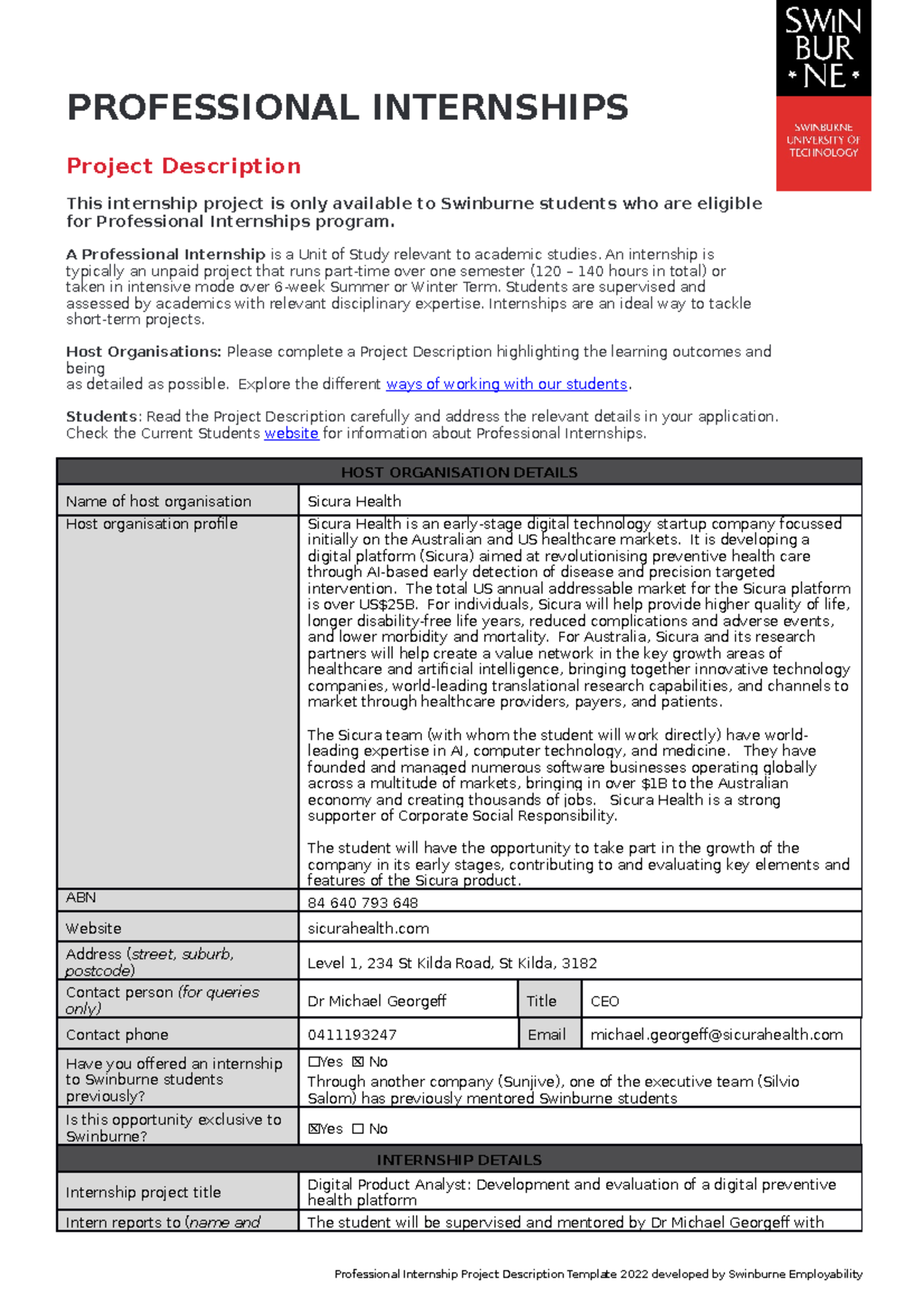 Project Description - PROFESSIONAL INTERNSHIPS Project Description This ...