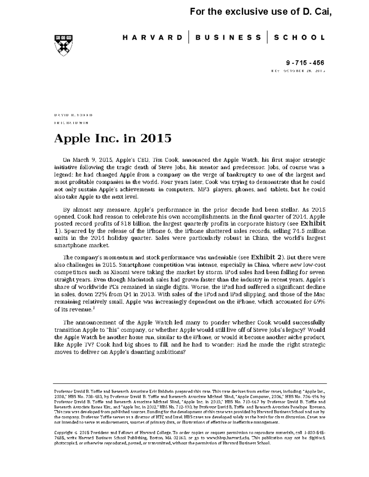 5 - Apple in 2015 - aedwfe efwe - 2024. 9 - 715 - 456 R E V : O C T O B ...