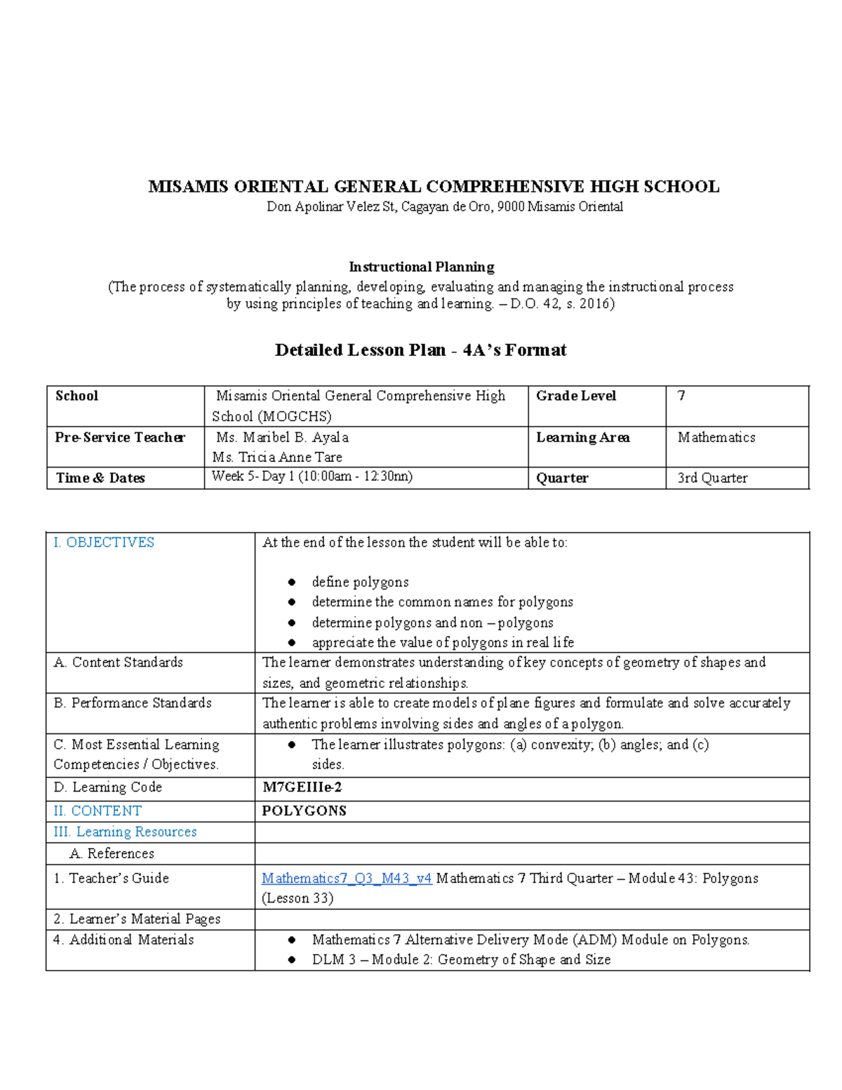 The learner illustrates polygons: (a) convexity; (b) angles; and (c ...