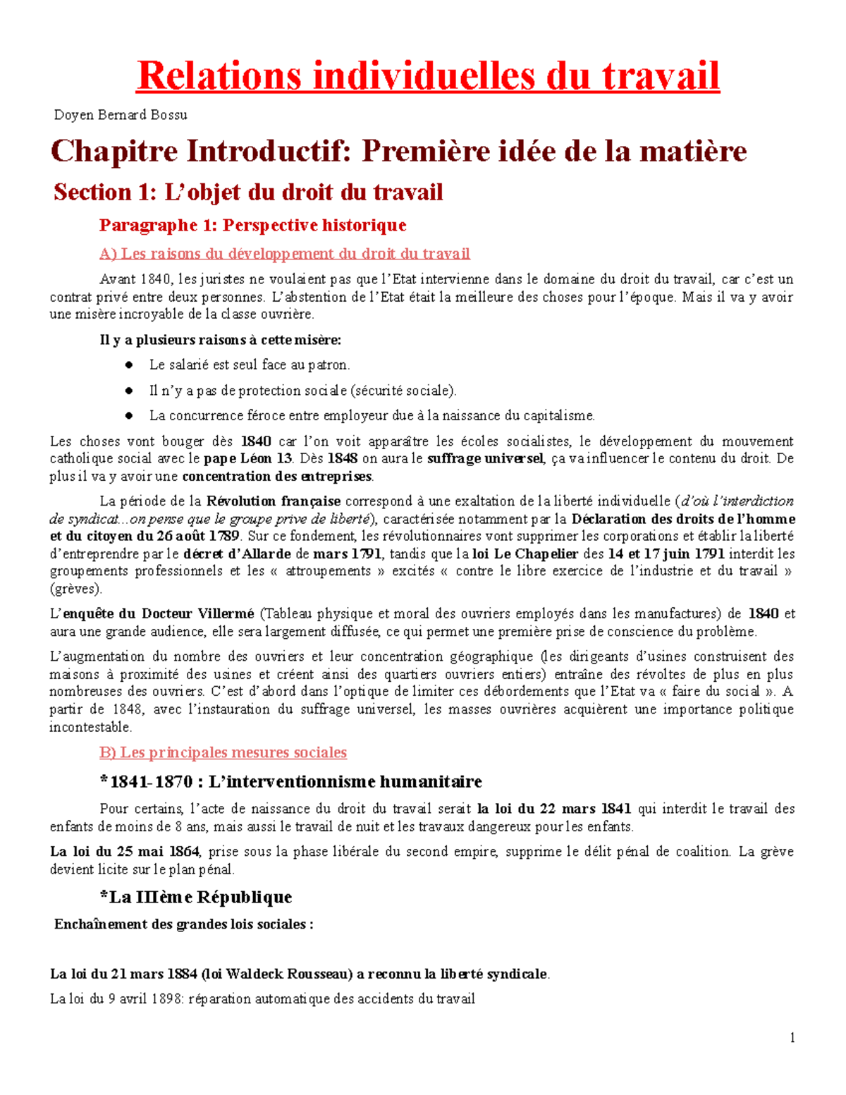 Relationsindividuellesdutravail-CMS5 - Relations individuelles du travail Doyen Bernard Bossu ...