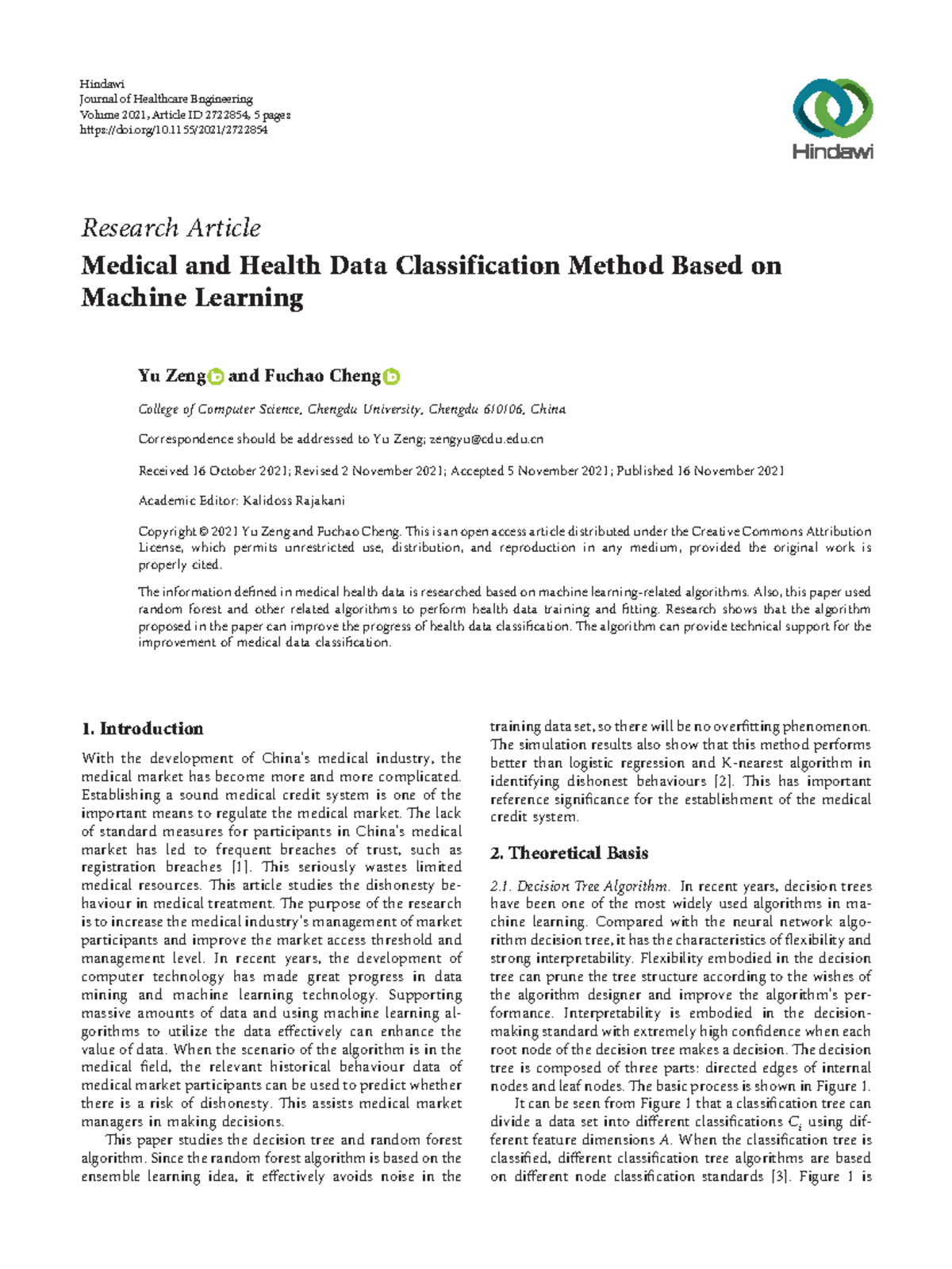 Medical and Health Data Classification Method Base - edu Received 16 ...