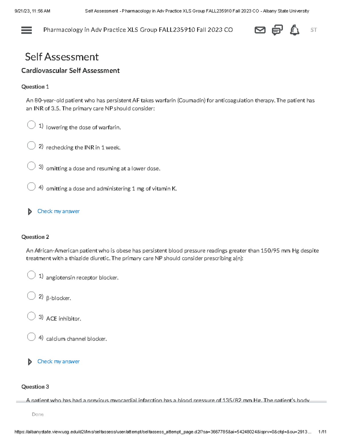 CV self assessment - practice questions - Self Assessment Cardiovascular Self Assessment ...