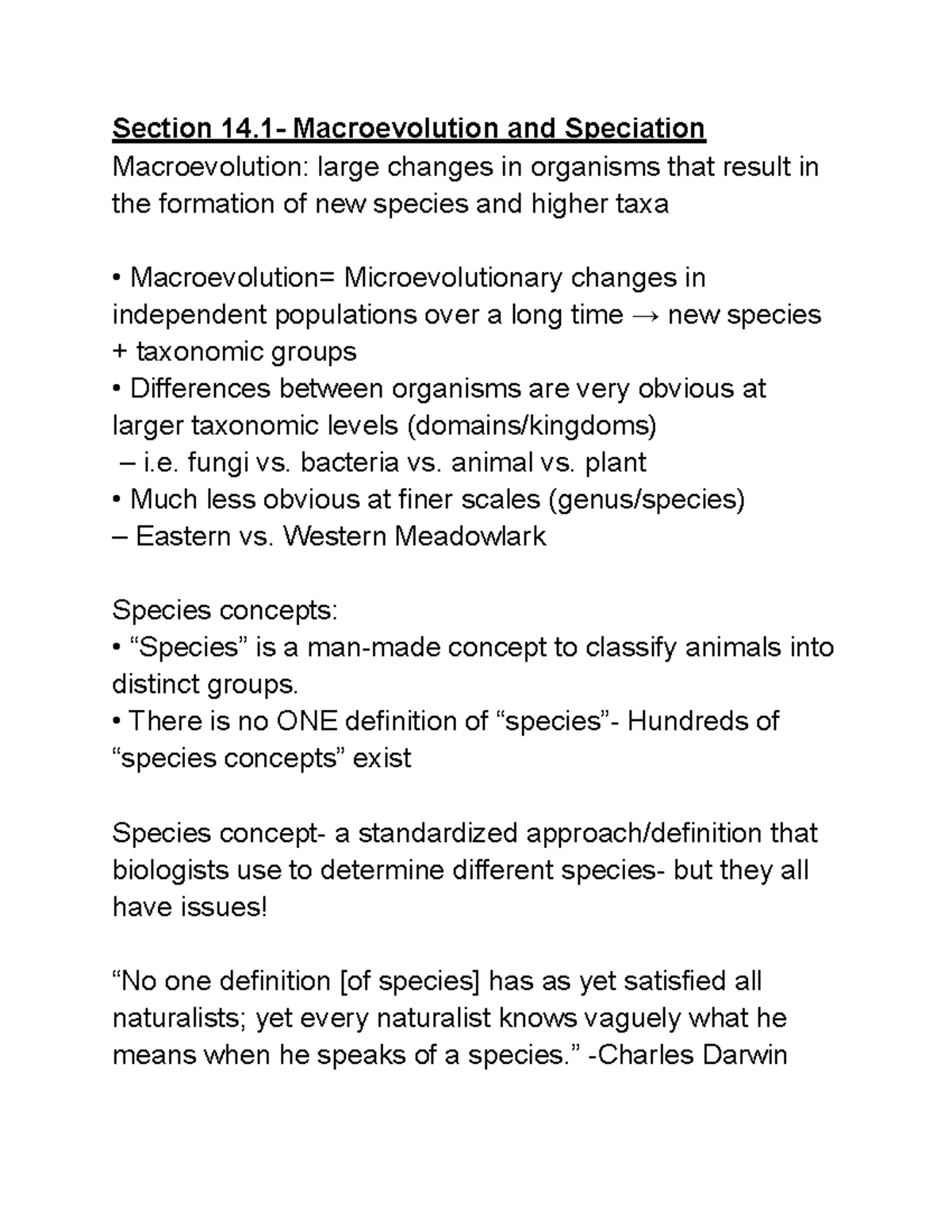 Chapter 14 Section 1 and 2 - Section 14- Macroevolution and Speciation ...