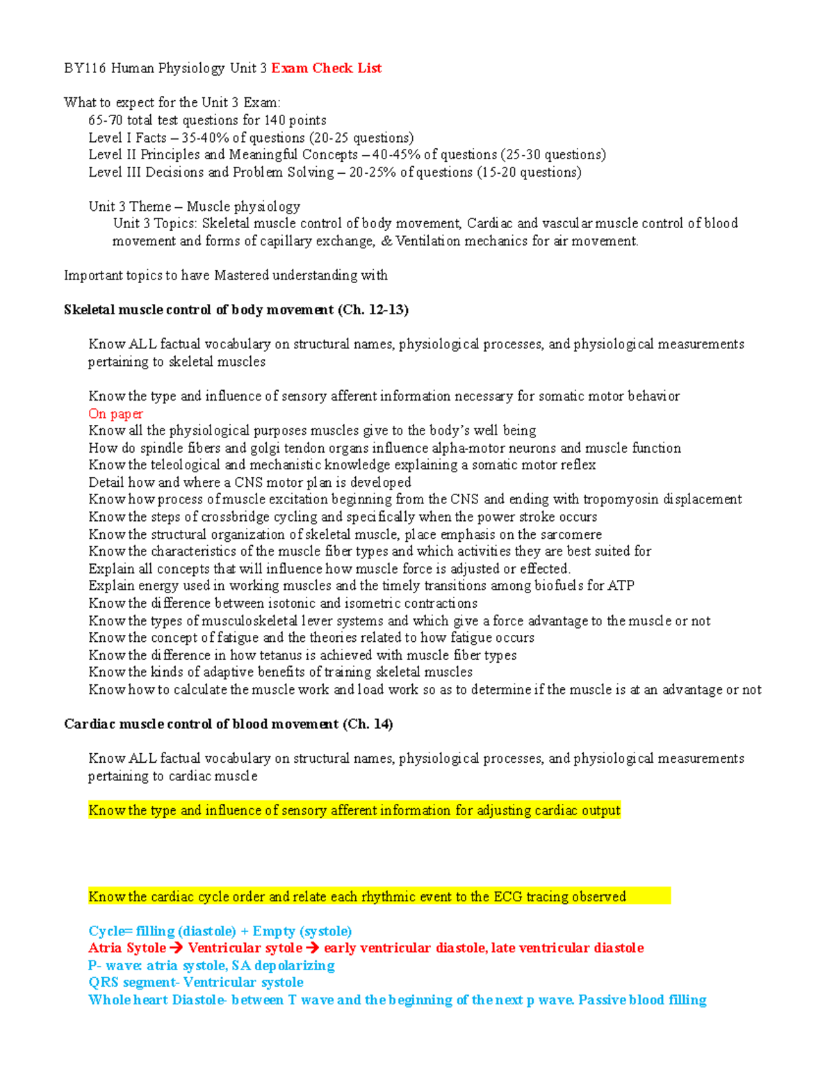 Anatomy And Physiology Unit 3 Exam Study Guide Answers Study Poster