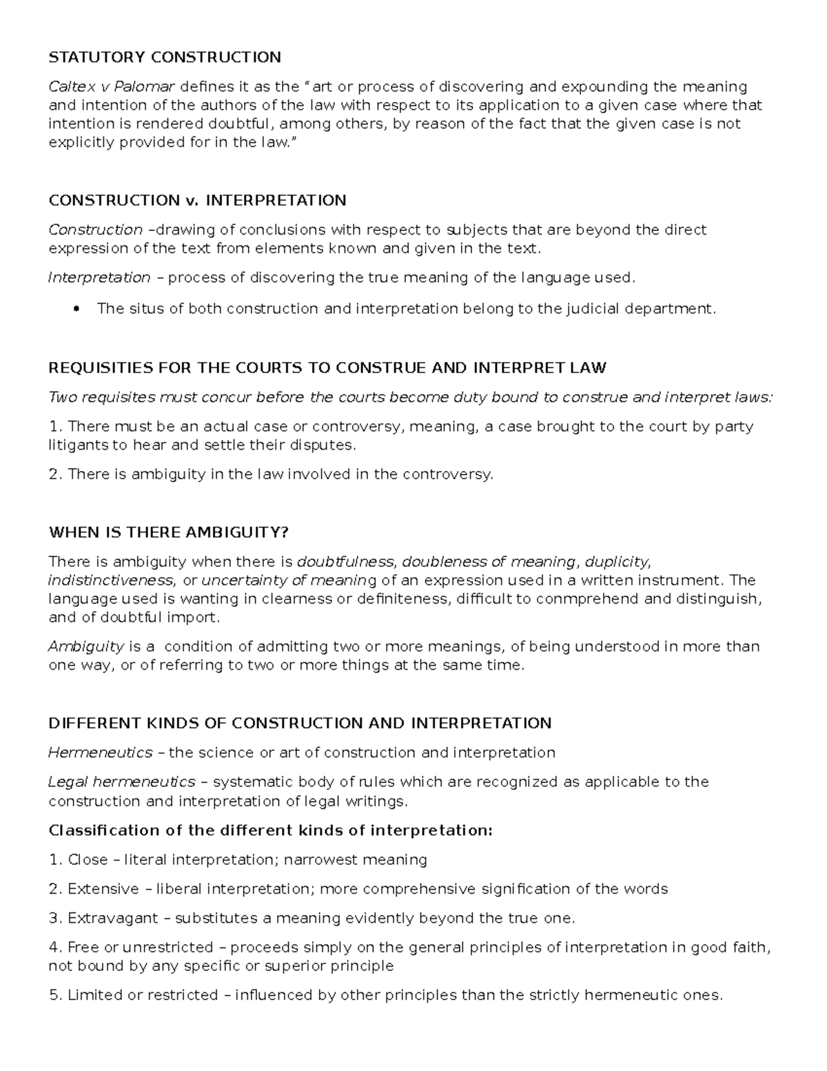 Stat Con Reviewer 2 - Statutory Construction notes - STATUTORY ...