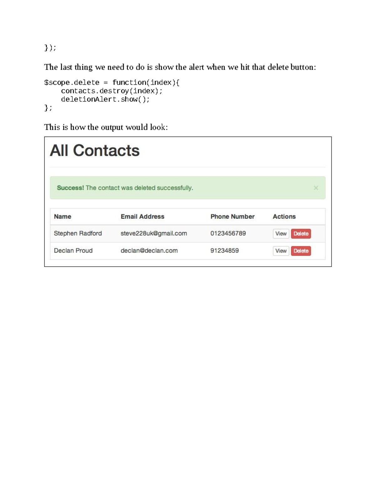 Learning Web Development with Bootstrap and Angular - }); The last thing we need to do is show ...