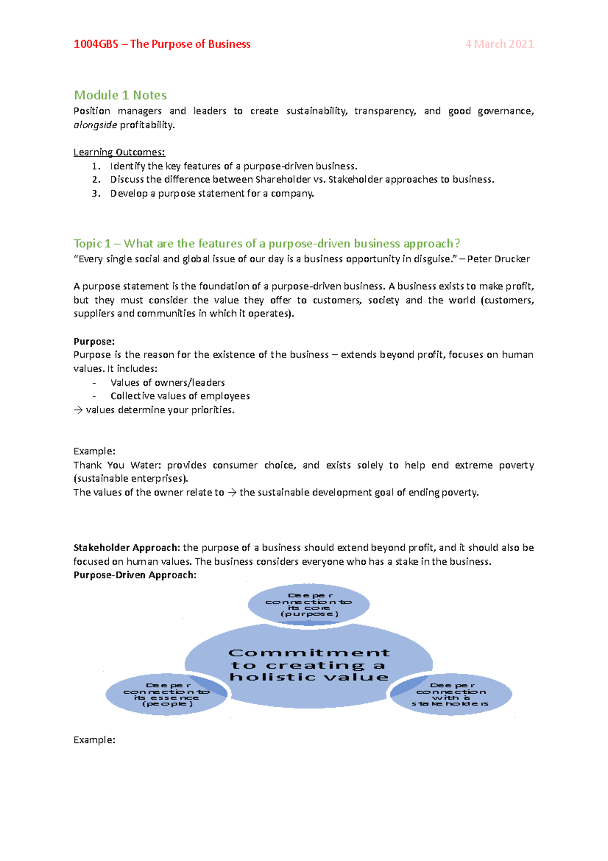 1004GBS Module 1 Notes - Commitment to creating a holistic value Deeper ...