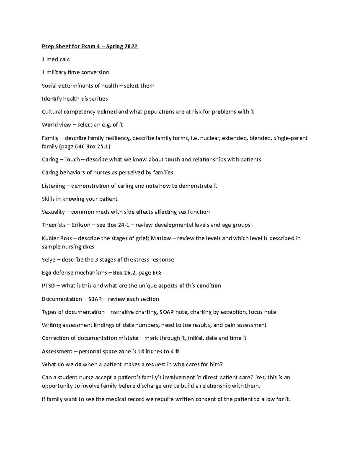 Prep Sheet for Exam 4 - Intro - Spring 2022 - Prep Sheet for Exam 4 ...