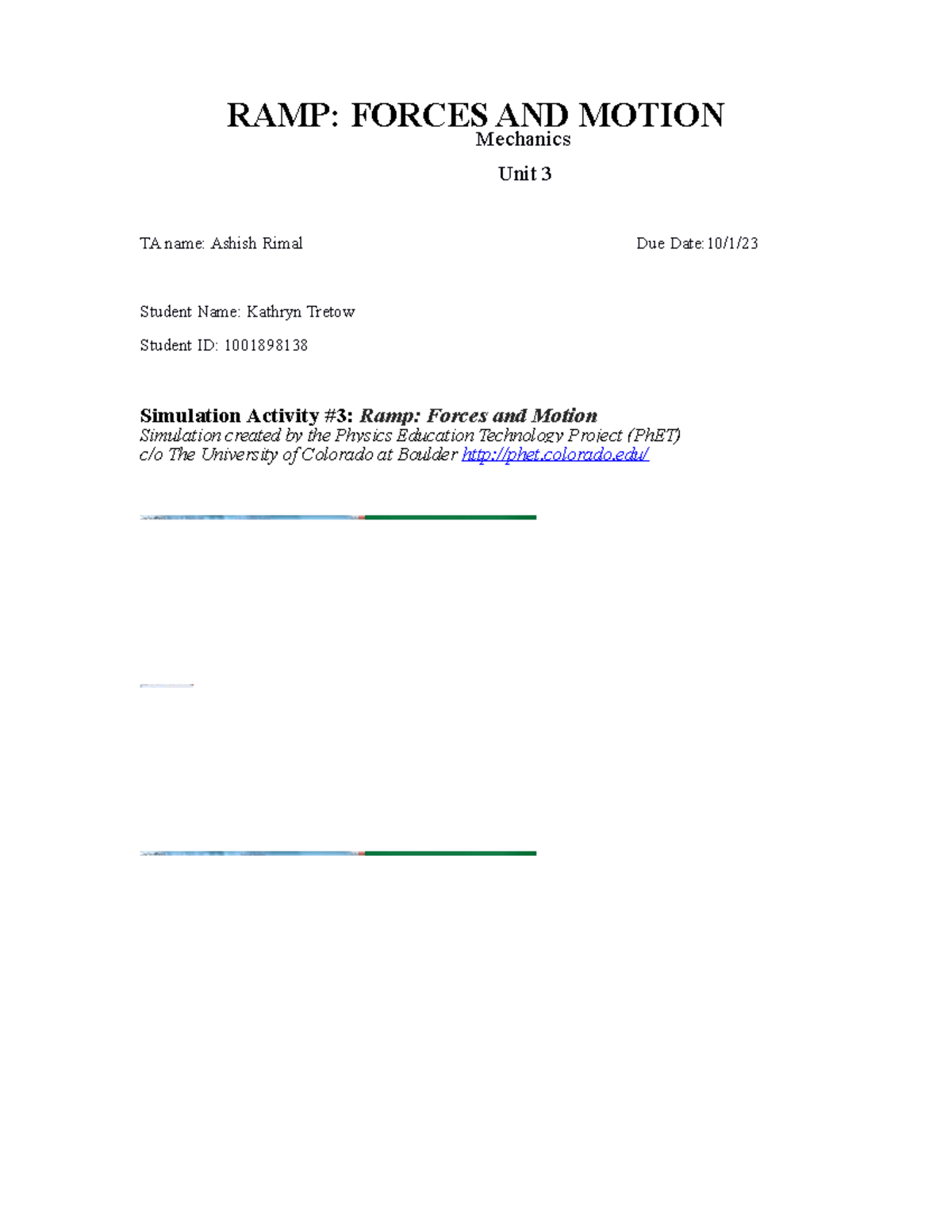Lab-3 Force-Motion completed - RAMP: FORCES AND MOTION Mechanics Unit 3 ...