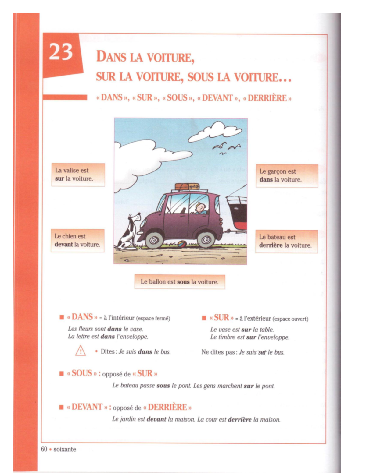 23 dans, sur, sous, devant, derrière - Francés IV - Studocu