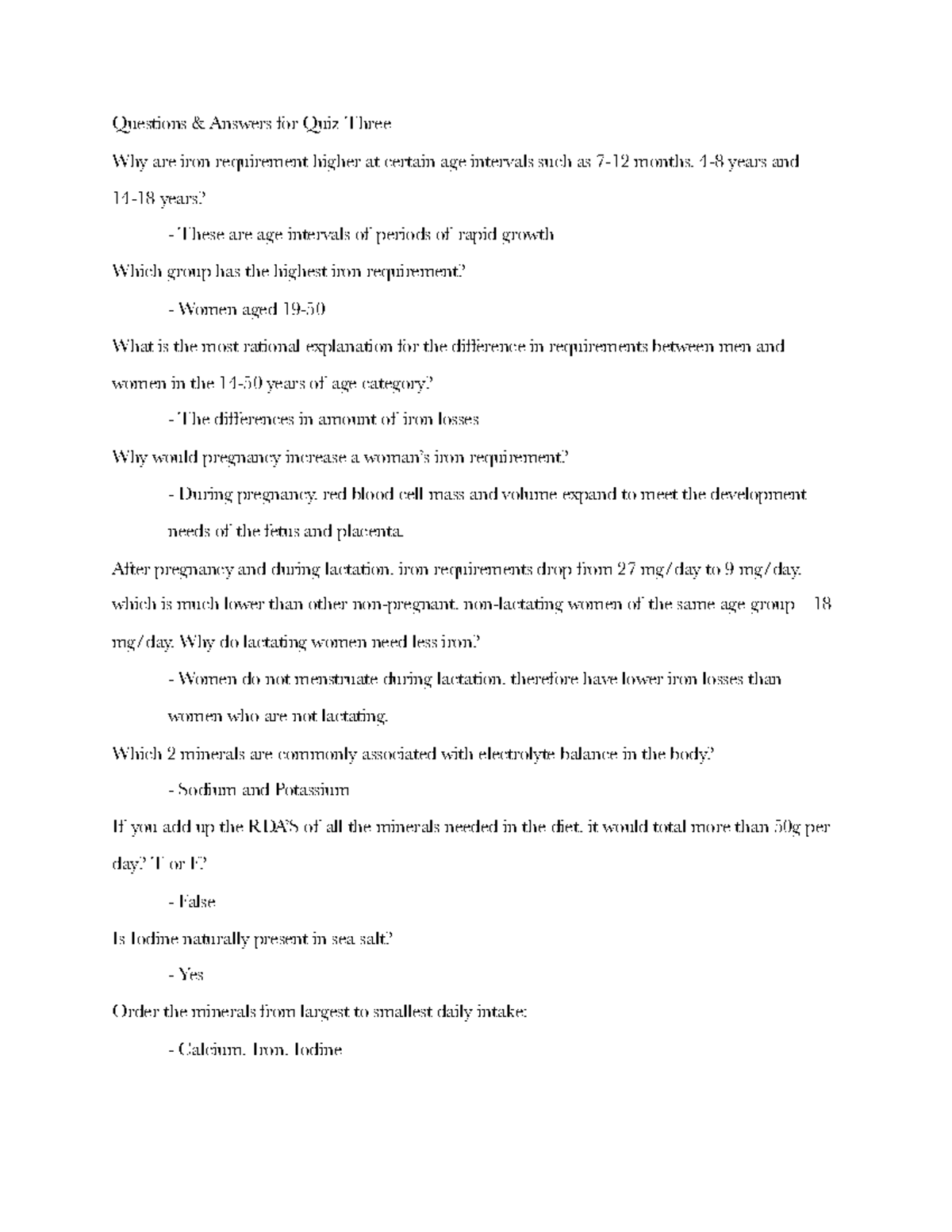 Quiz 4 February 2019, questions and answers - Questions & Answers for ...