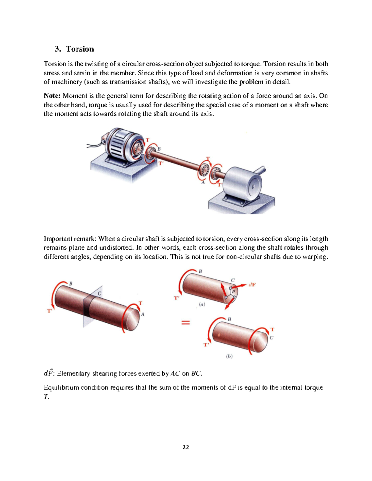 Chapter 3 - Torsion - 3. Torsion Torsion is the twisting of a circular cross-section object ...