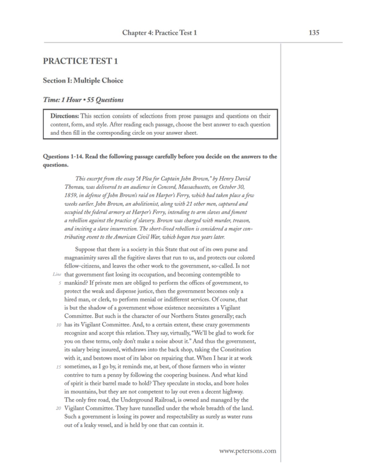 APEL Multiple Choice passages 1-2 - Chapter 4: Practice Test 1 135 ...