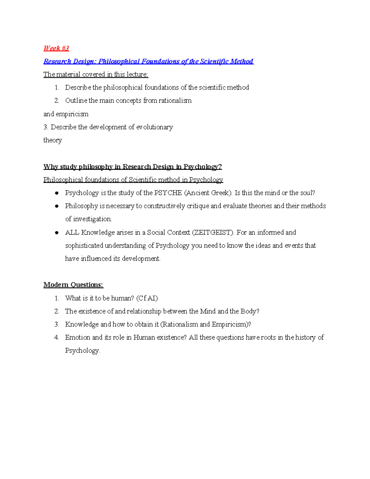 Research Design - Lecture notes 1-5 - Week #3 Research Design ...