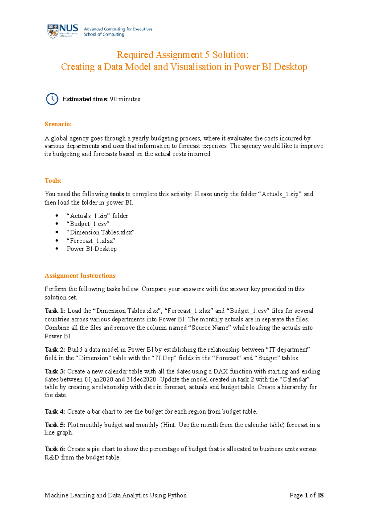 NUS SOC Creating a Data Model and Visualisation in Power BI Desktop - Required Assignment 5 ...