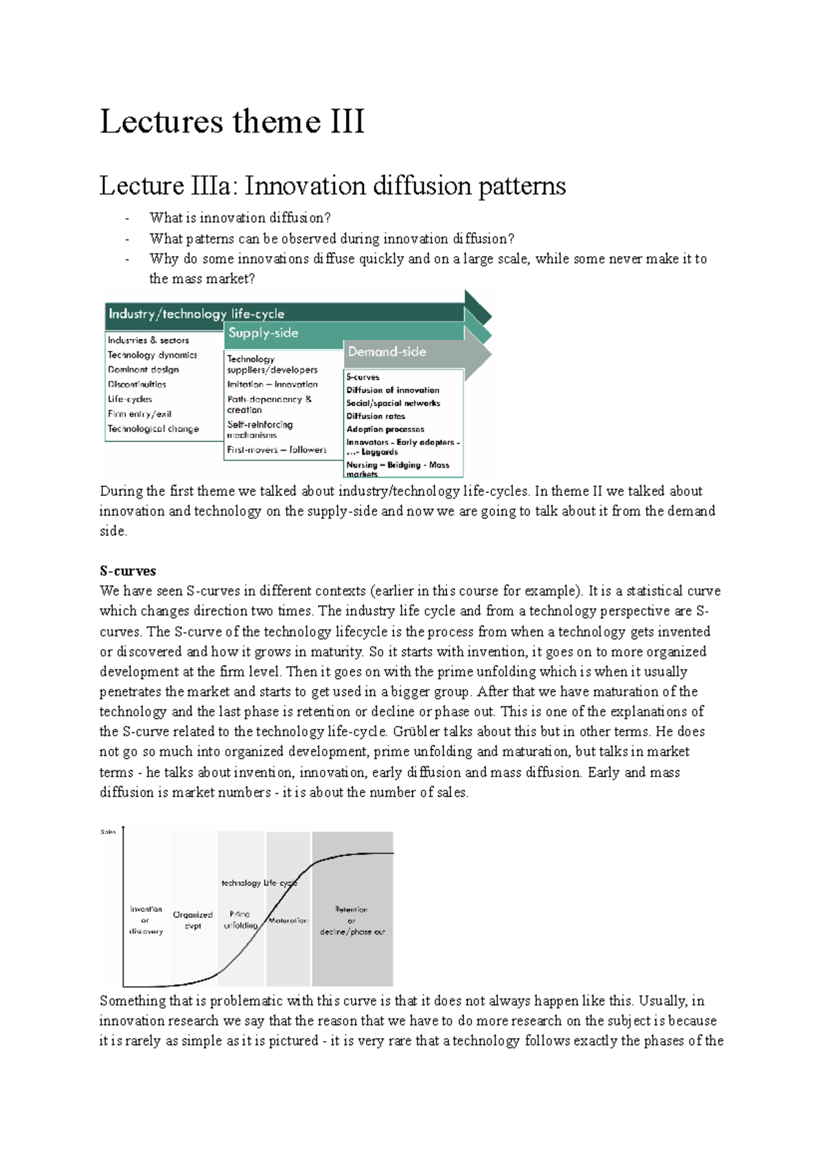 Lectures theme III - Lectures theme III Lecture IIIa: Innovation ...