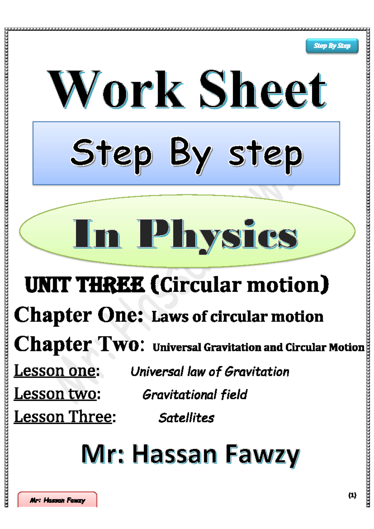 Answer sheet one (centripetal acceleration) - Step Step Work Sheet Step ...