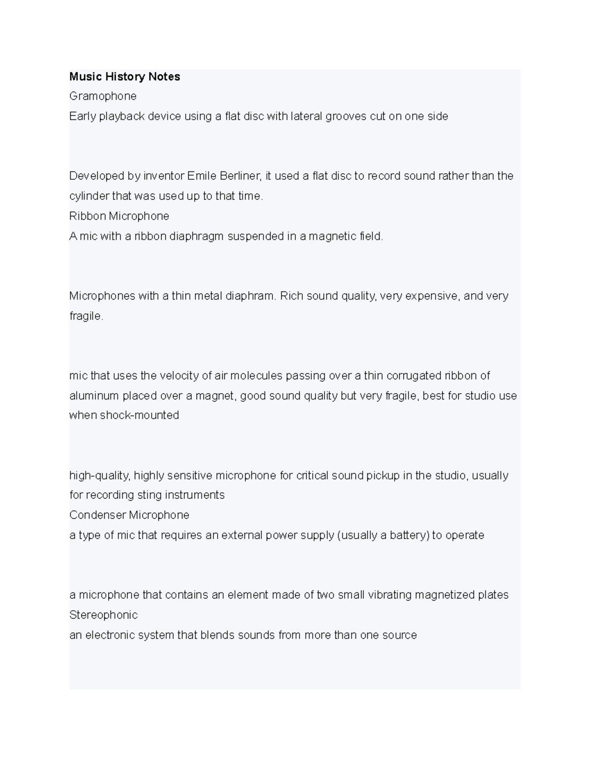 Music History Notes - Music History Notes Gramophone Early playback ...