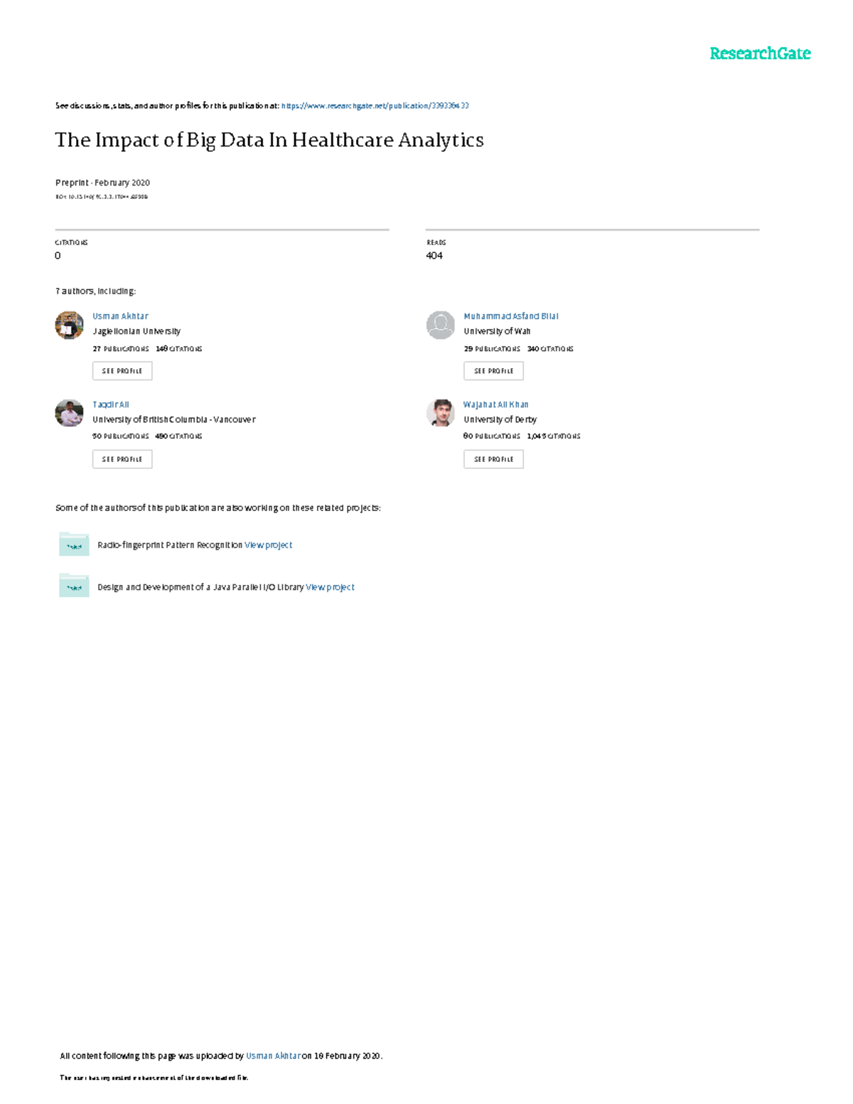 Conference 101719 - Bigdata Analysis case - ####### See discussions, stats, and author profiles ...