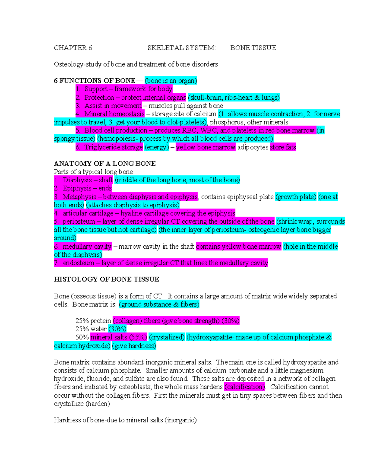 Chapter 6 Skeletal System - CHAPTER 6 SKELETAL SYSTEM: BONE TISSUE Osteology-study of bone and ...