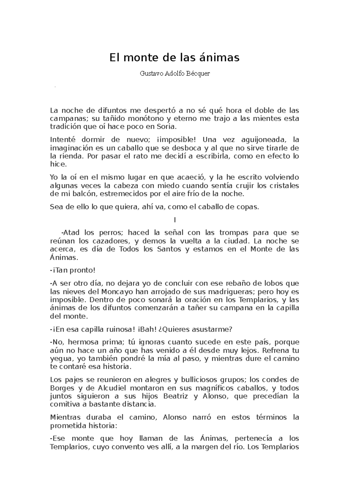 El monte de las ánimas - El monte de las ánimas Gustavo Adolfo Bécquer ...