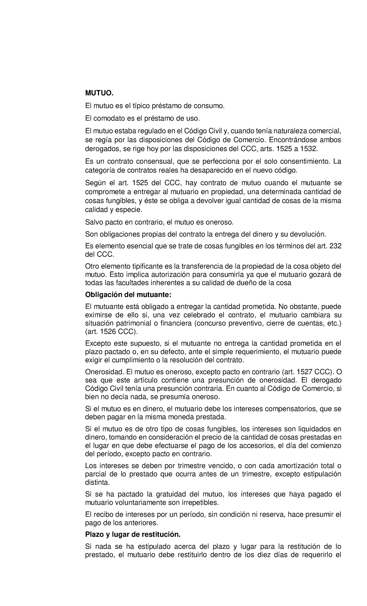 Contrato de mutuo.doc. 04 - MUTUO. El mutuo es el típico préstamo de ...