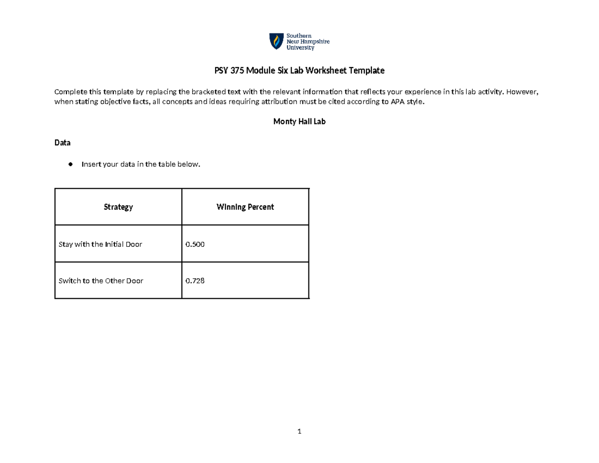 Module Six Lab Worksheet - However, when stating objective facts, all ...