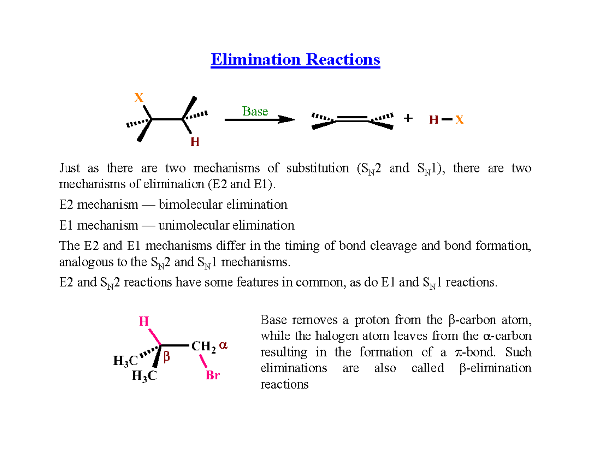 Lec13 - Elimination Reactions Just as there are two mechanisms of ...