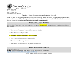 UNV-104-RS-T3-Expository Essay Outline 3 - UNV-104 - GCU - Studocu