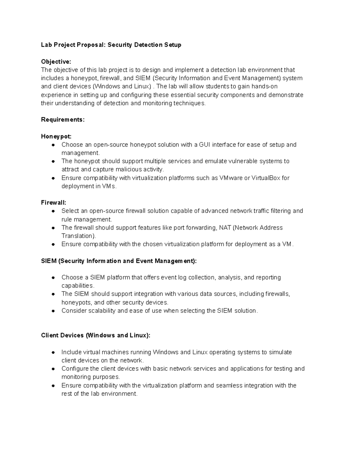 Lab Project Proposal Security Detection Setup - Lab Project Proposal ...