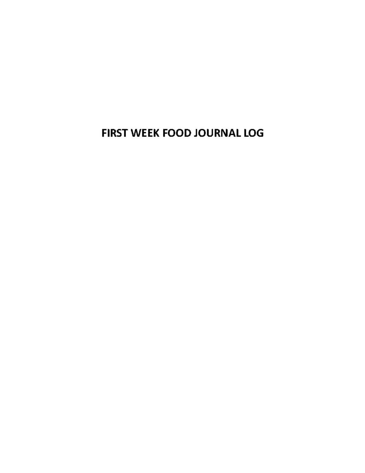 Food Journal Log 1st and 2nd - FIRST WEEK FOOD JOURNAL LOG Food Journal ...