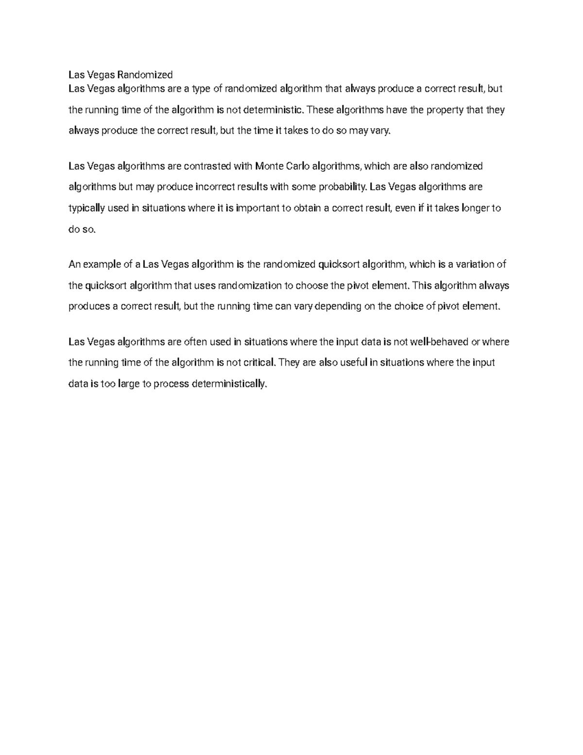 LV randomized - From textbook and lecture - Las Vegas Randomized Las ...