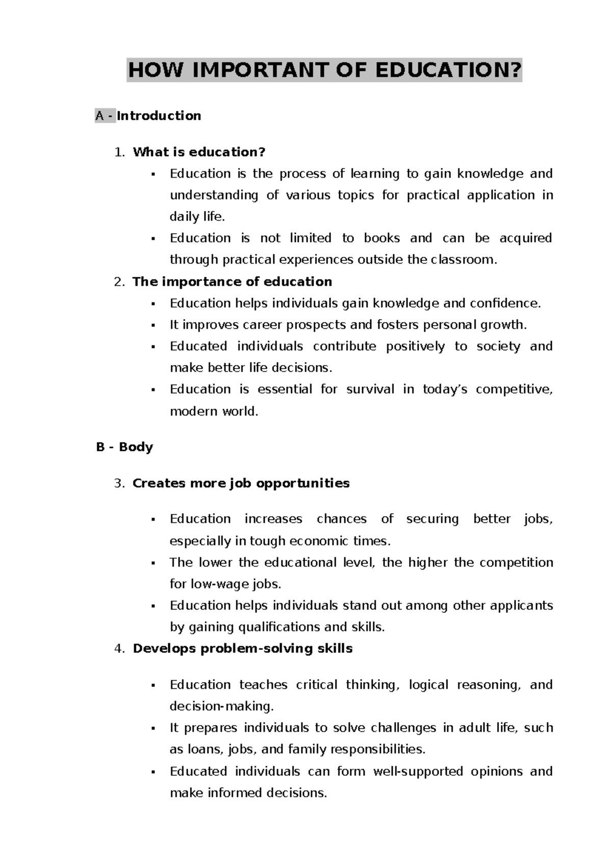 The importance of education - HOW IMPORTANT OF EDUCATION? A ...