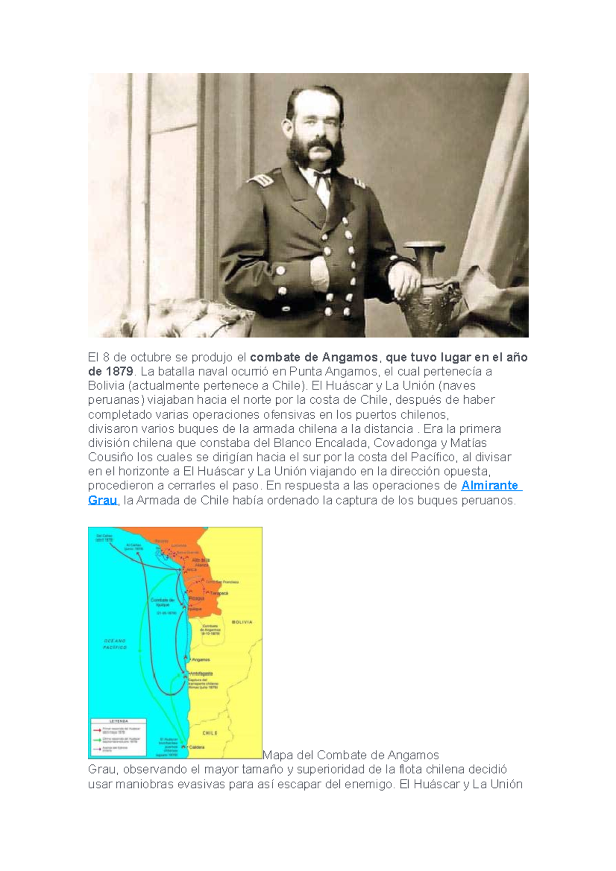 El 8 de octubre se produjo - La batalla naval ocurrió en Punta Angamos ...