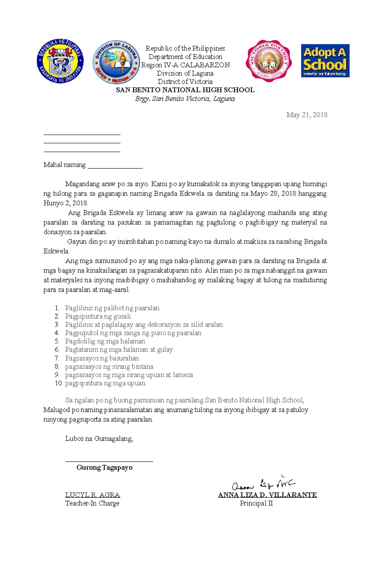 380849289 Brigada Letter Filipino - Republic of the Philippines ...