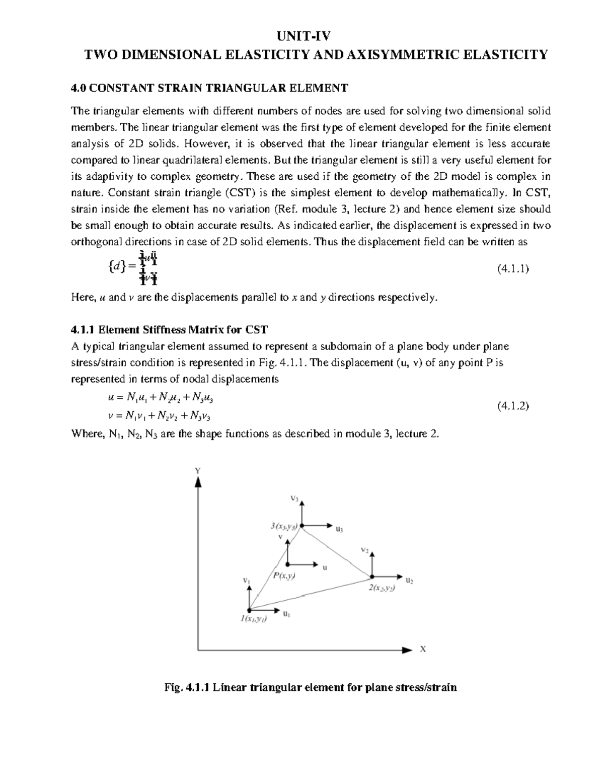 Two Dimensional Elasticity And Axisymmetric Elasticity Notes í ïvï