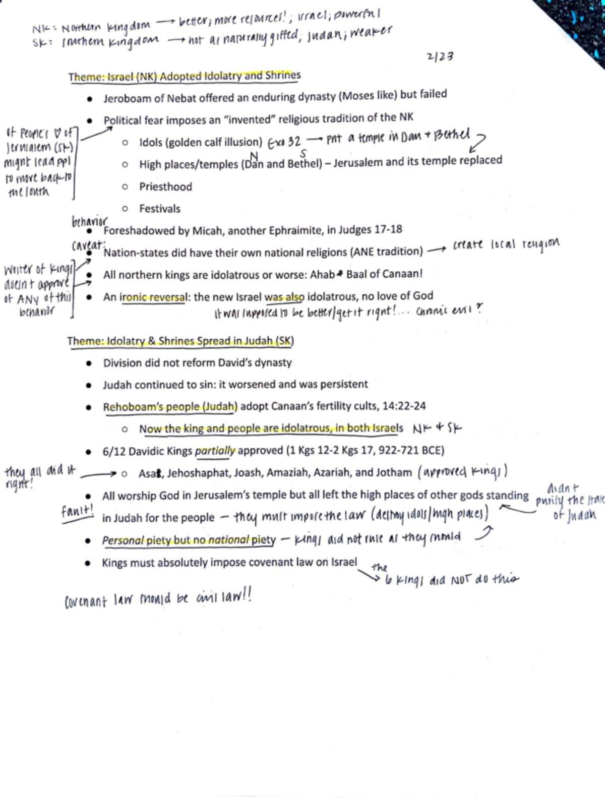 Kings Lecture Notes - The me: Is rae l (NK) Adopted Idolatry a nd ...